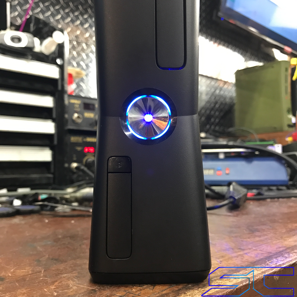 Custom Black Xbox 360 Slim RGH2 250GB Blue LED's 15 Mod Menus – Sharky ...